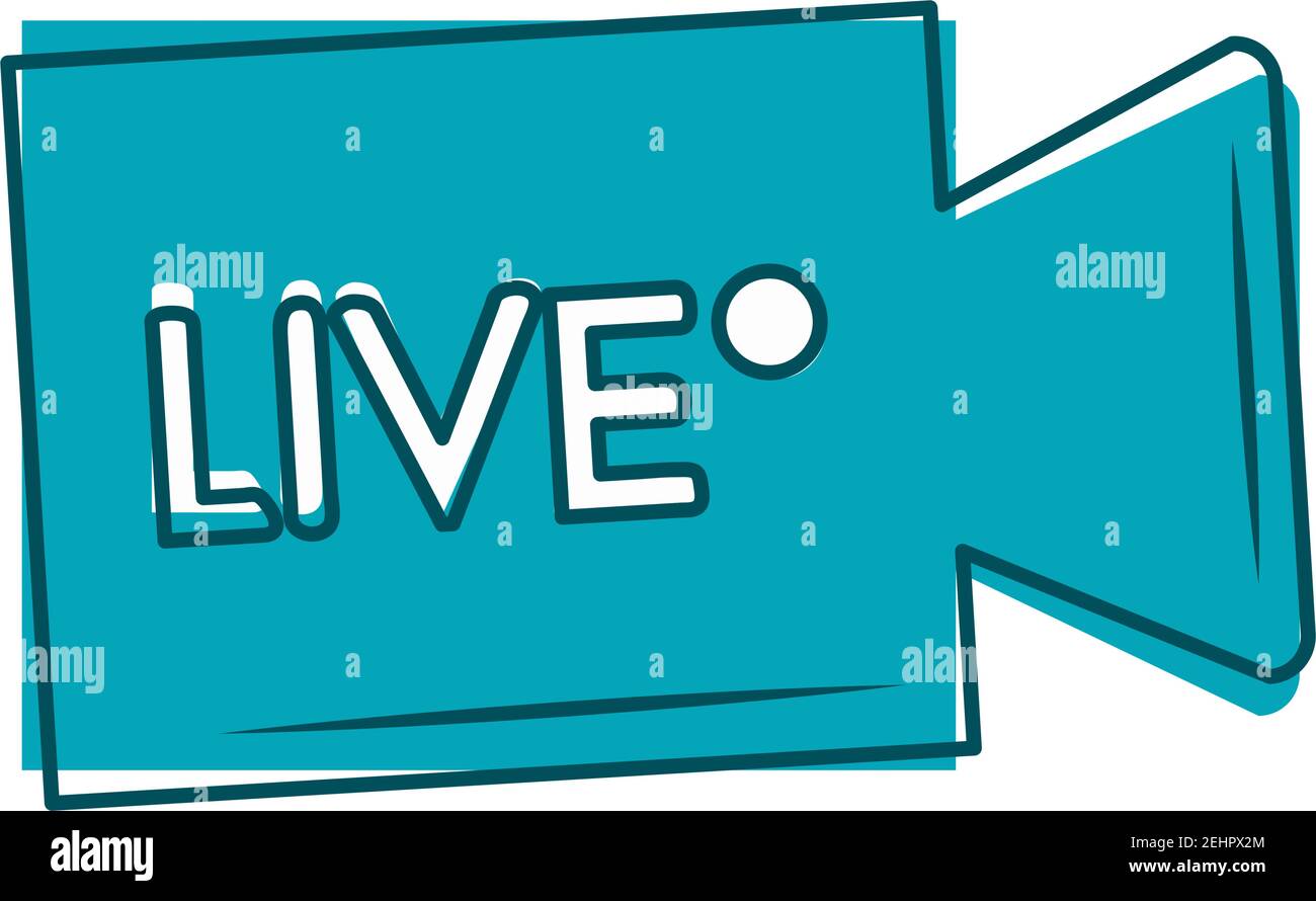 Live Stream Camera Digital Vector Illustration Blue Design Stock Vector