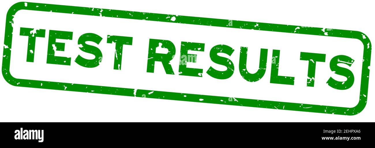 Grunge green test result word square rubber seal stamp on white ...