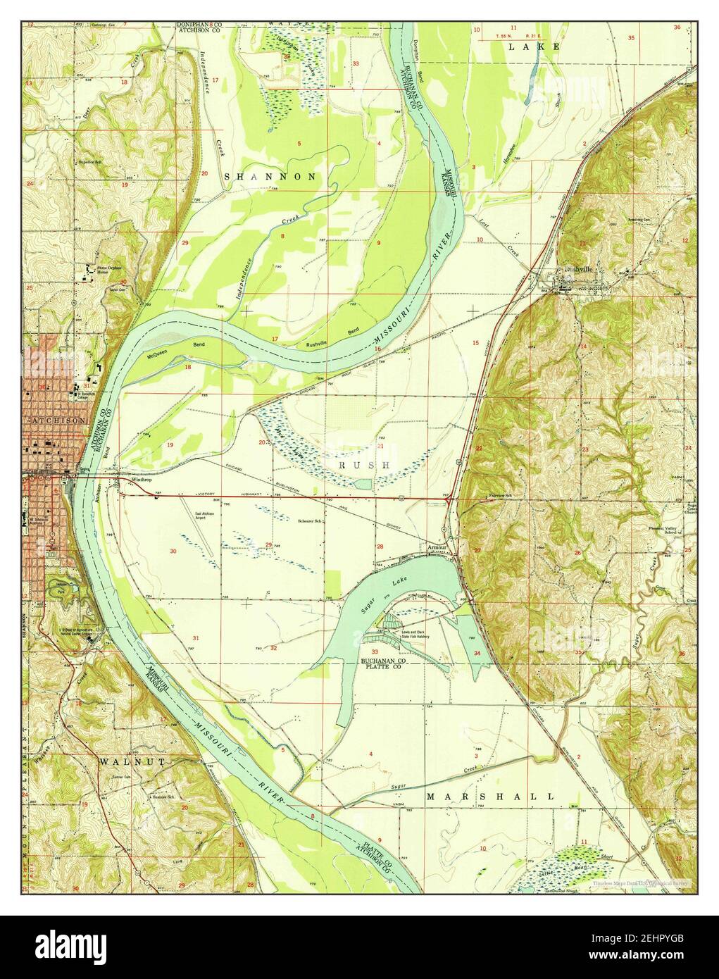 Rushville, Missouri, map 1951, 1:24000, United States of America by ...