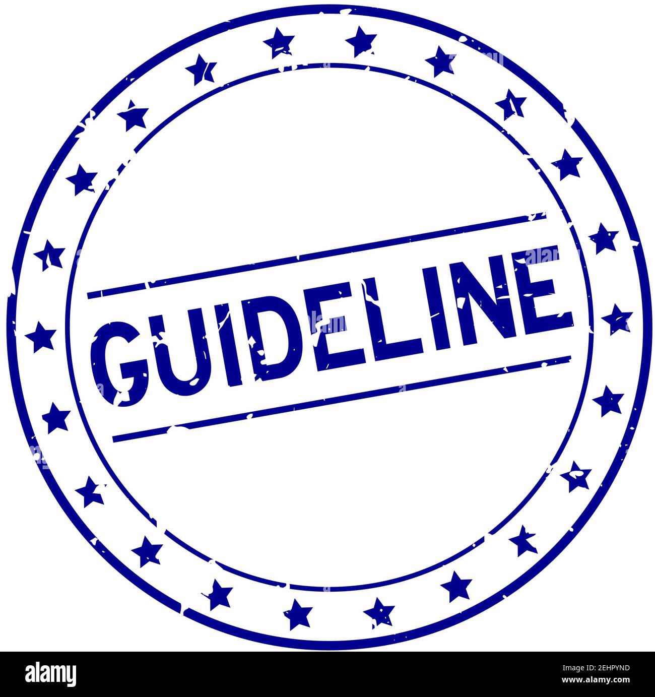 Grunge blue guideline word round rubber seal stamp on white background ...