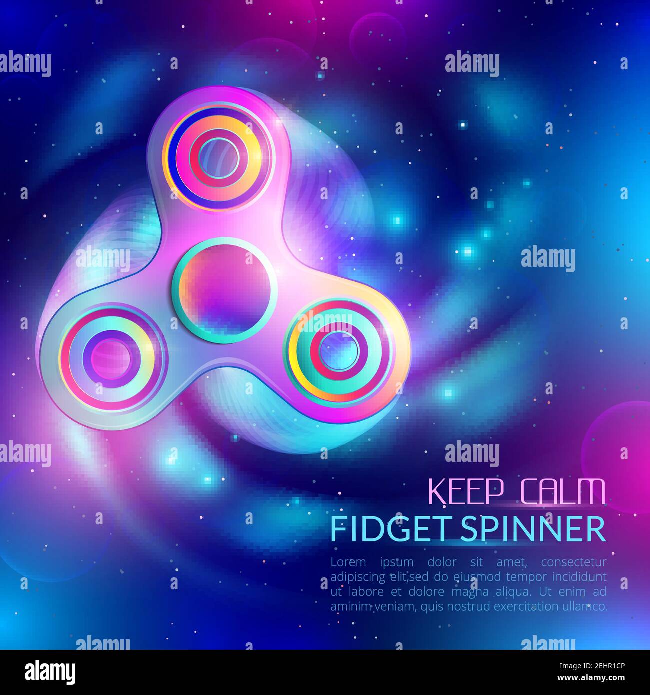Colored abstract hand spinner toy composition with keep calm fidget ...