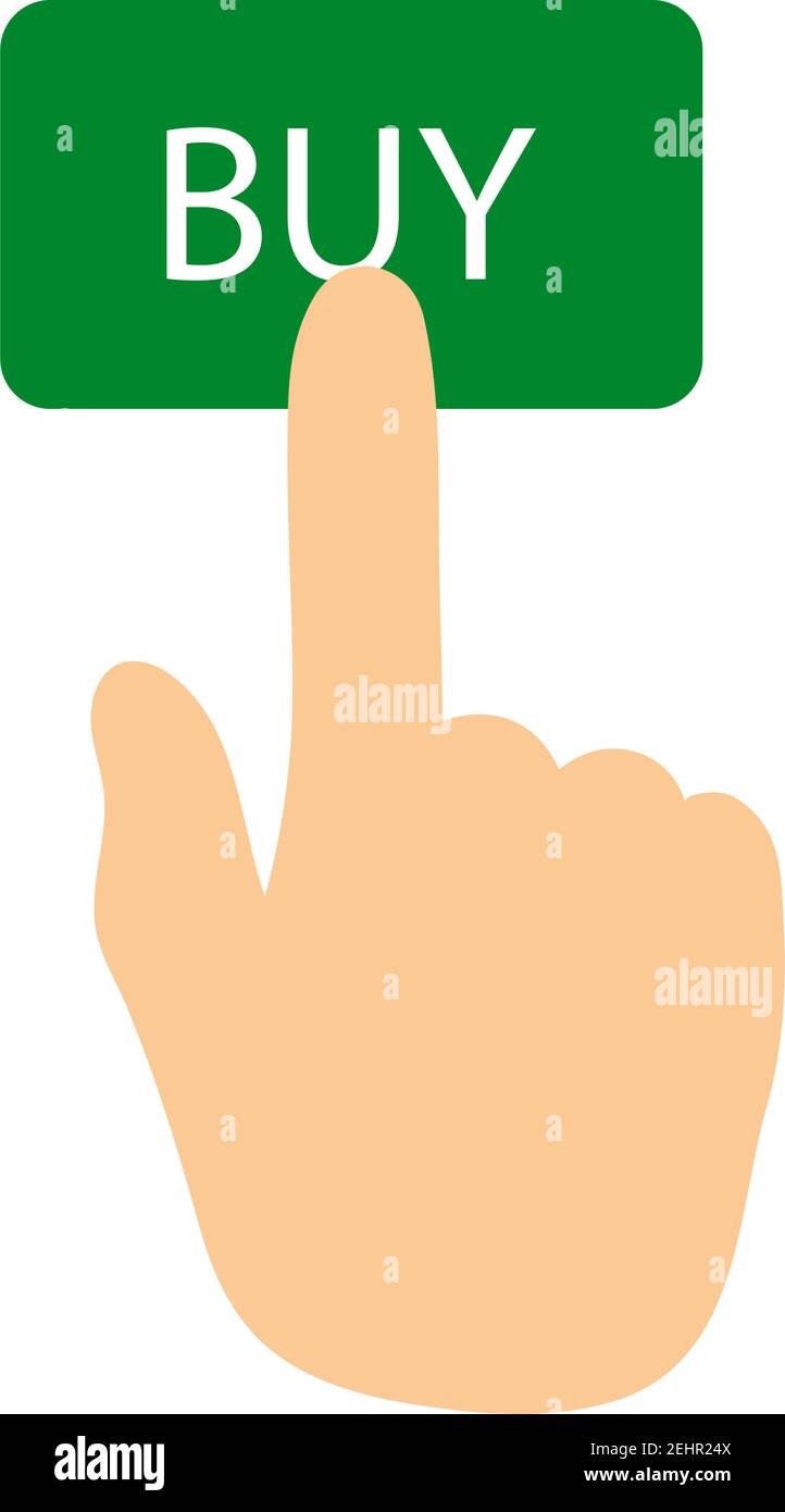Finger Push The Buy Button Icon. Flat Color Design. Vector Illustration ...