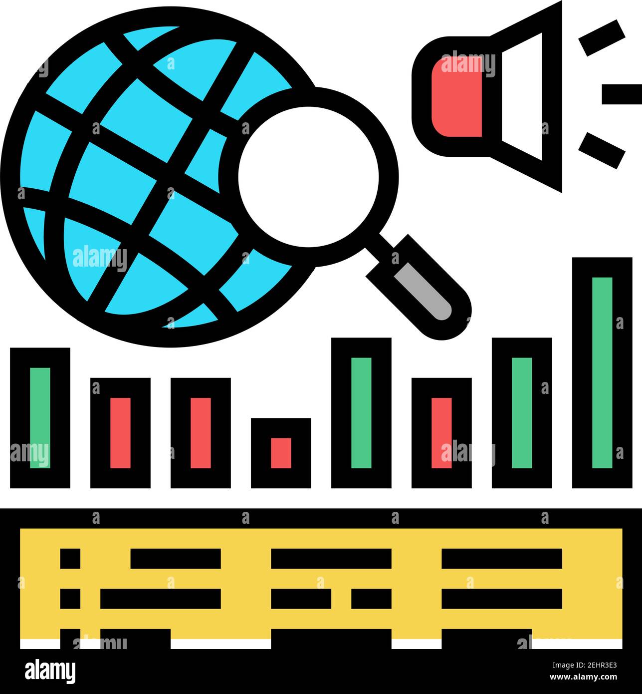 news coverage analysis color icon vector illustration Stock Vector ...