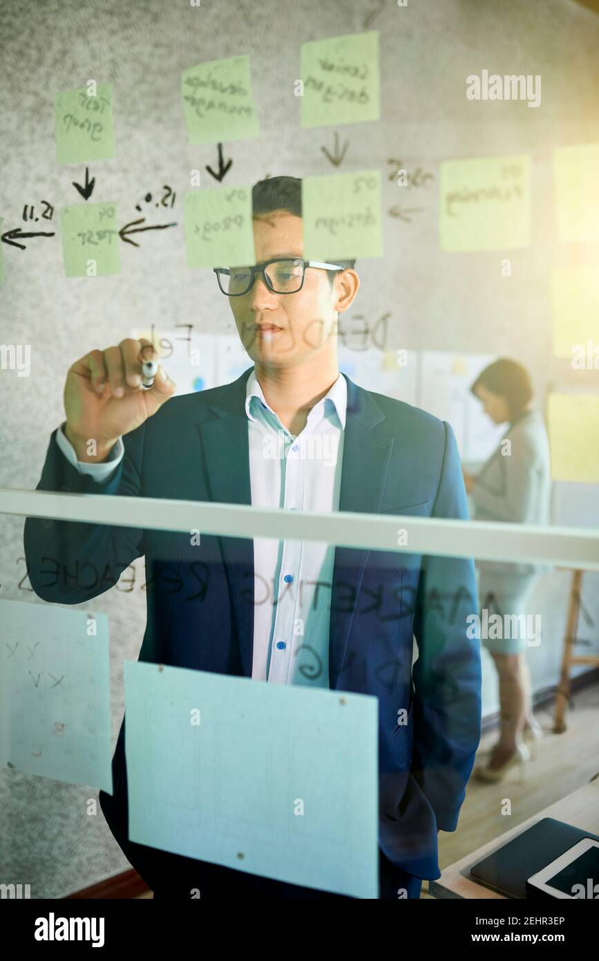 Entrepreneur writing on glass wall Stock Photo - Alamy