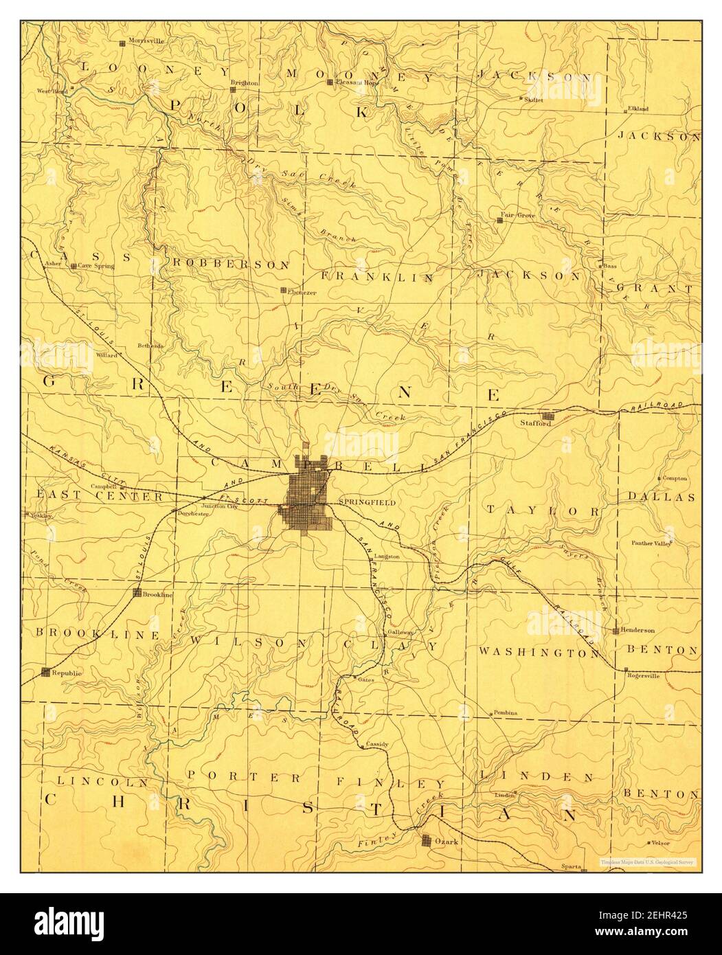 Springfield, Missouri, map 1886, 1:125000, United States of America by ...