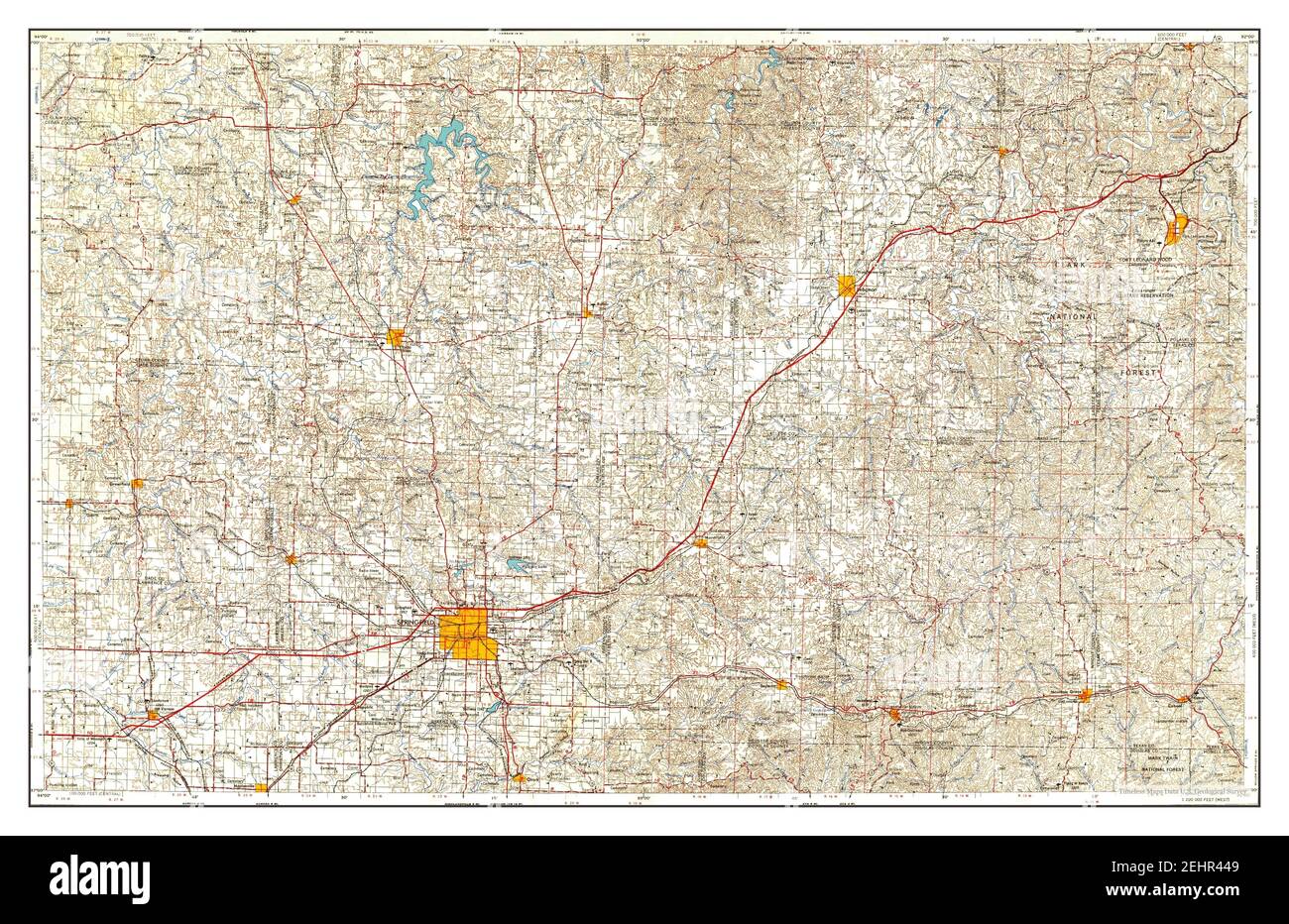 Springfield, Missouri, map 1954, 1:250000, United States of America by ...