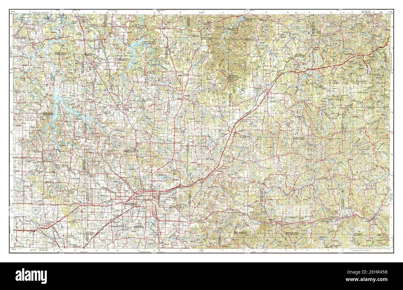 Springfield, Missouri, map 1954, 1:250000, United States of America by ...