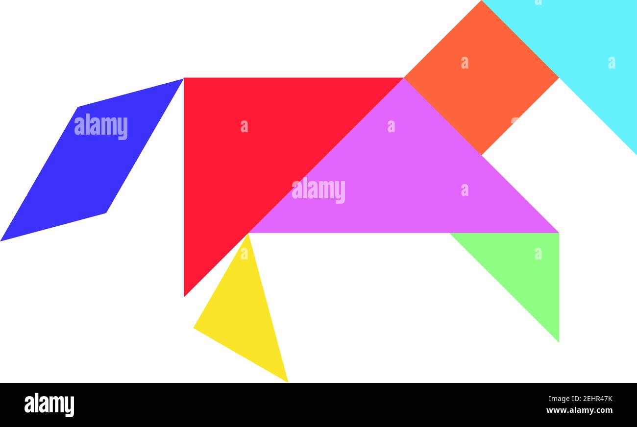 Tangram puzzle in horse shape on white background (Vector Stock Vector ...