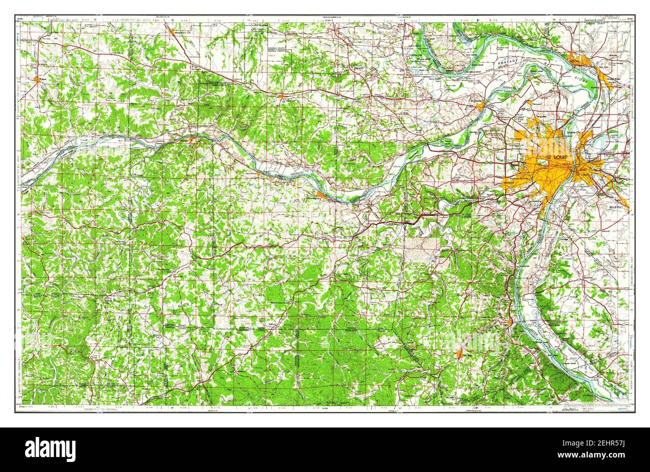 St Louis, Missouri, map 1962, 1:250000, United States of America by ...