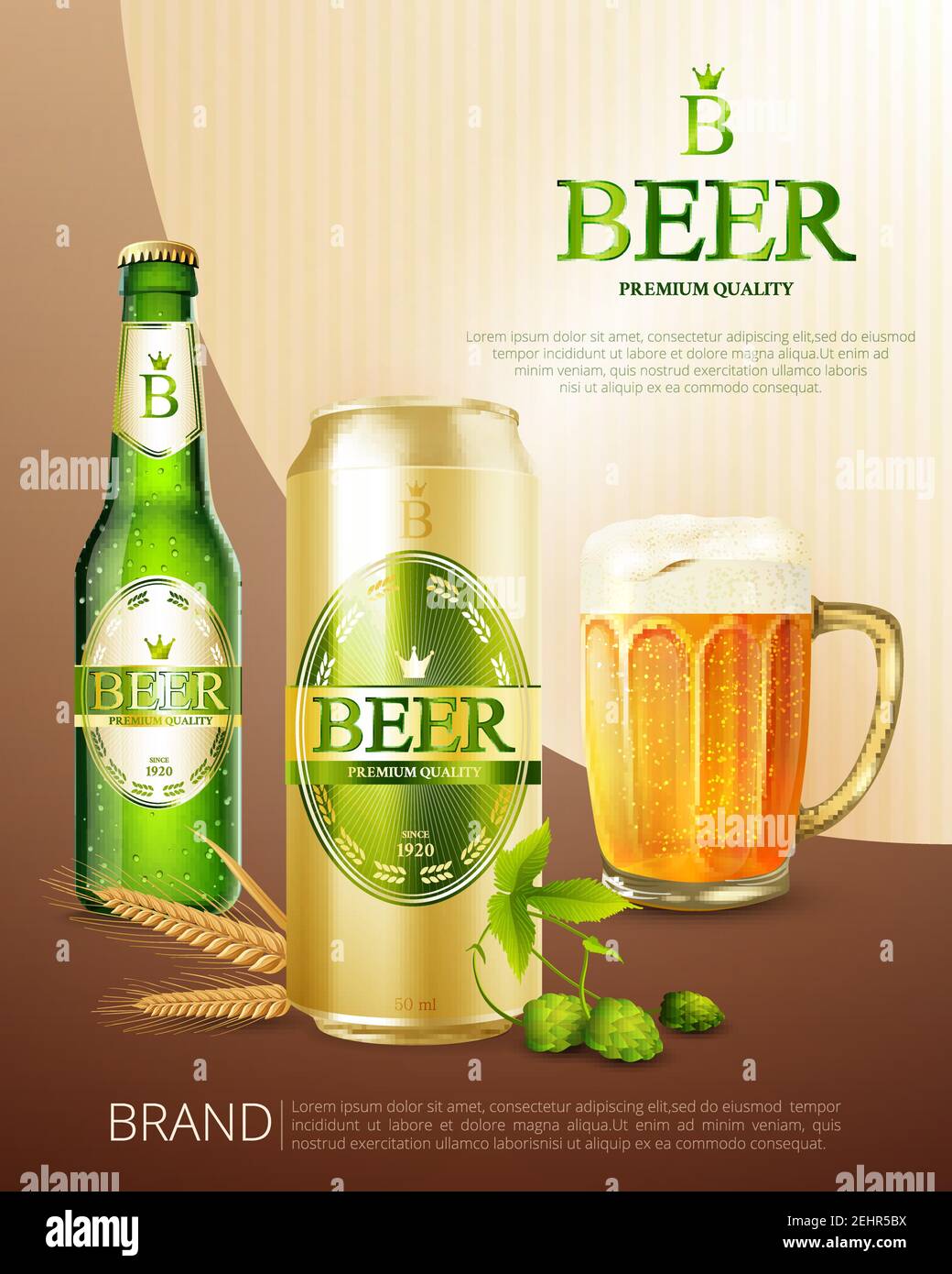 Colored beer metal can poster with beer from the same brand in ...