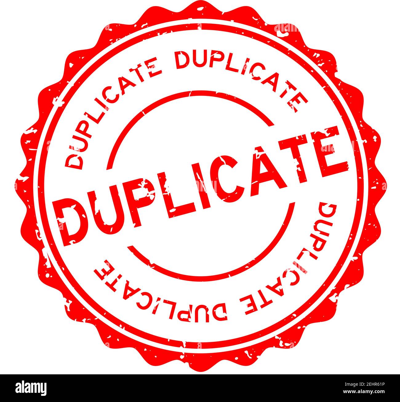 Grunge red duplicate word round rubber seal stamp on white background ...