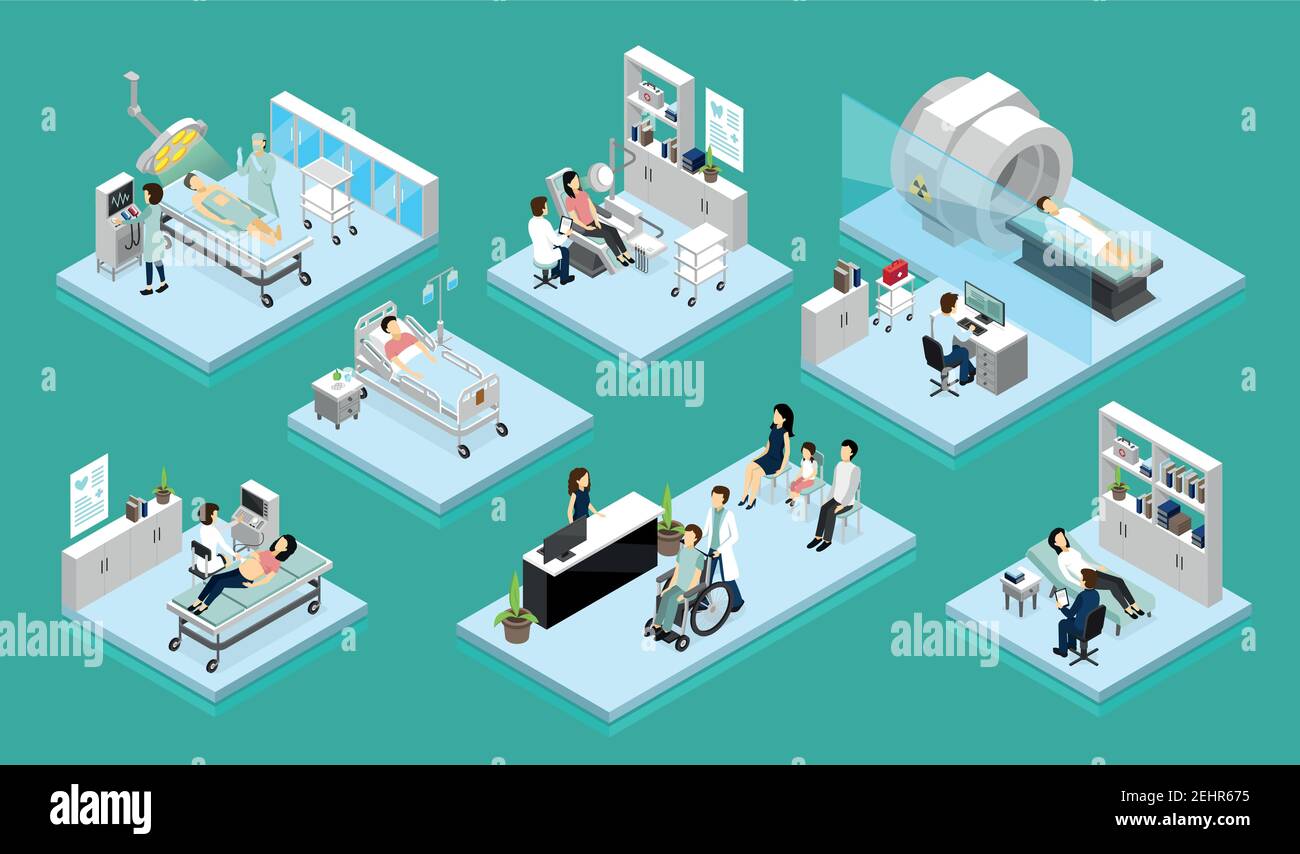 Set of isolated isometric compositions on theme doctor and patient with ...