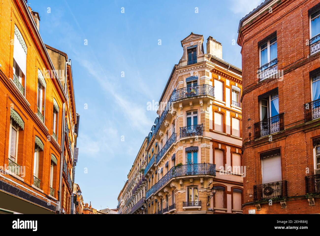 Typical residential building in the center of Toulouse, Haute Garonne ...