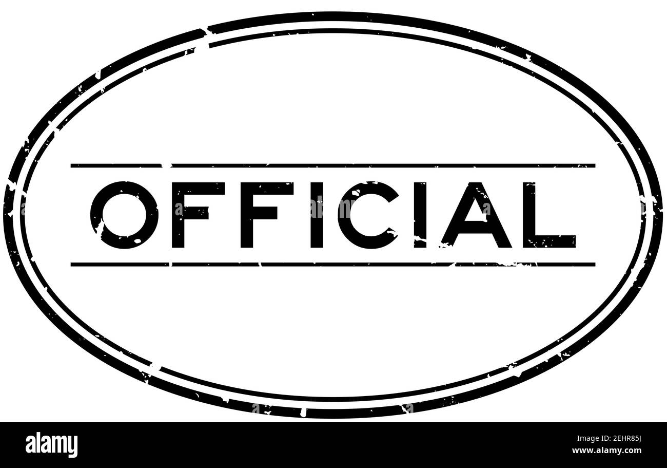 Grunge black official word oval rubber seal stamp on white background ...