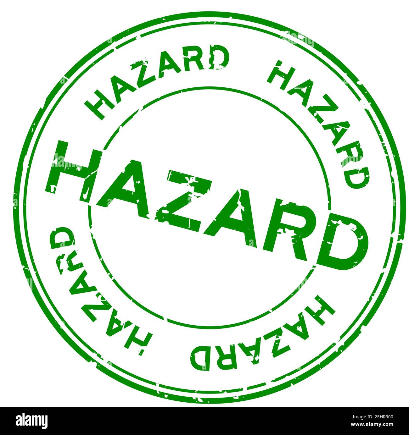 Grunge green hazard word round rubber seal stamp on white background ...