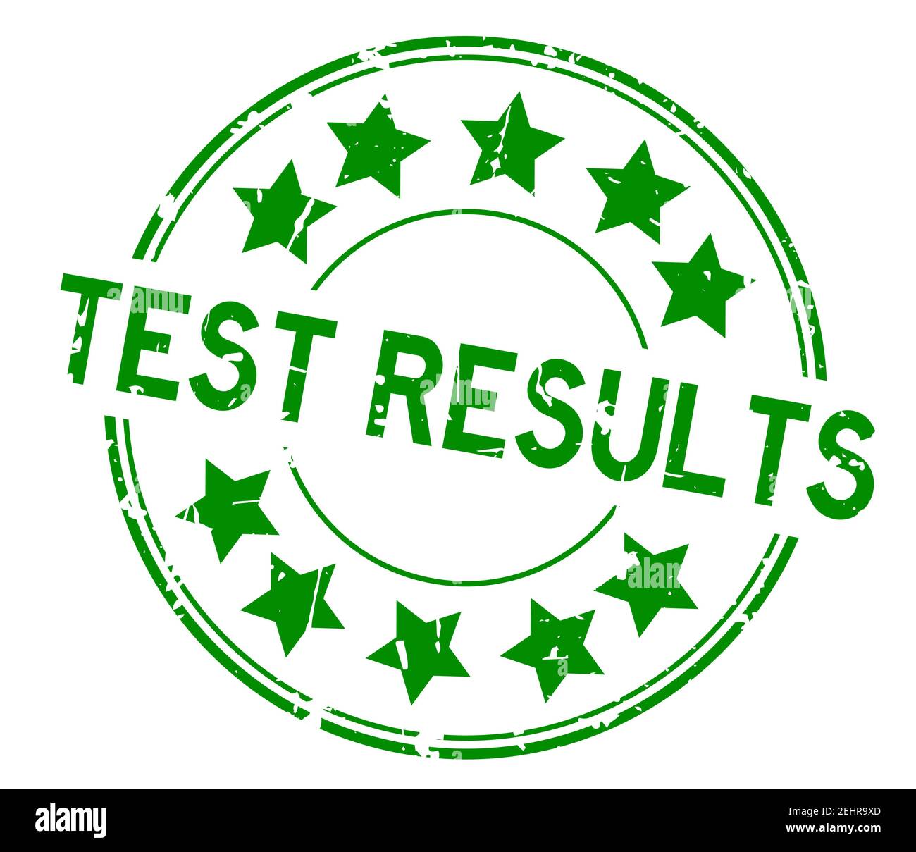 Grunge green test results word with star icon rubber seal stamp on ...