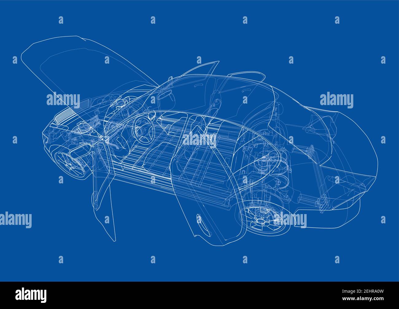 Electric Car With Chassis. Vector rendering of 3d Stock Vector Image ...