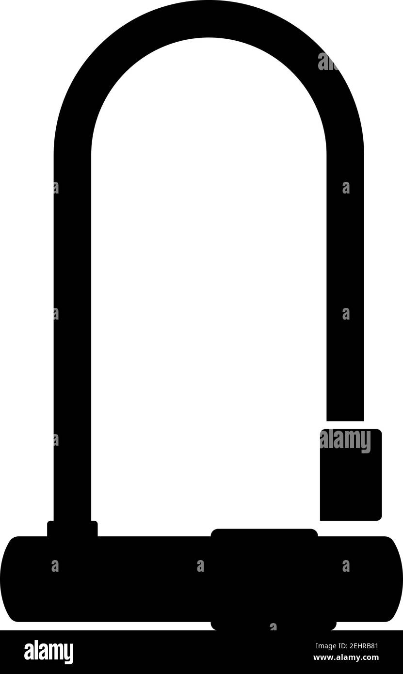 Bike Lock Icon. Black Glyph Design. Vector Illustration Stock Vector ...