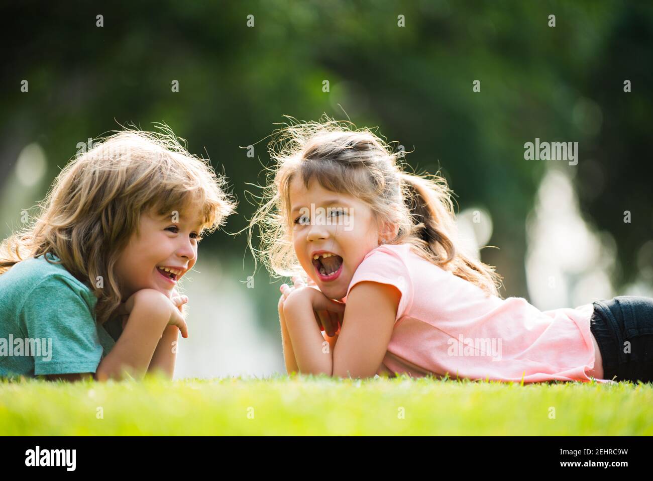 Happy kids couple in love. Children relationships. Little boy girl ...