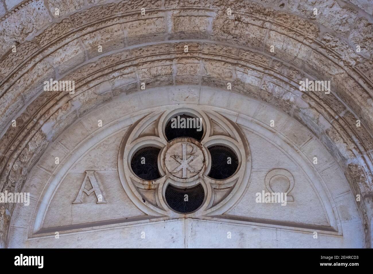 The Chi Rho christogram also known as chrismon or sigla with Alpha and ...