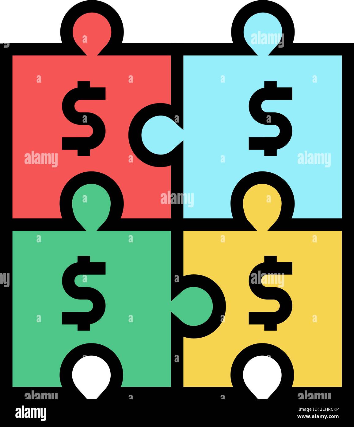 financial puzzle and diversification color icon vector illustration ...