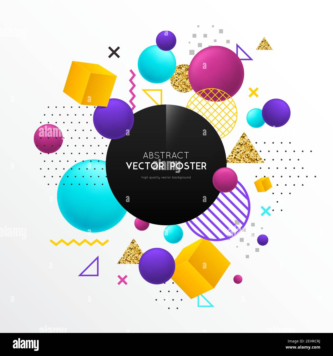 Realistic geometric shapes poster with composition of flat and solid ...