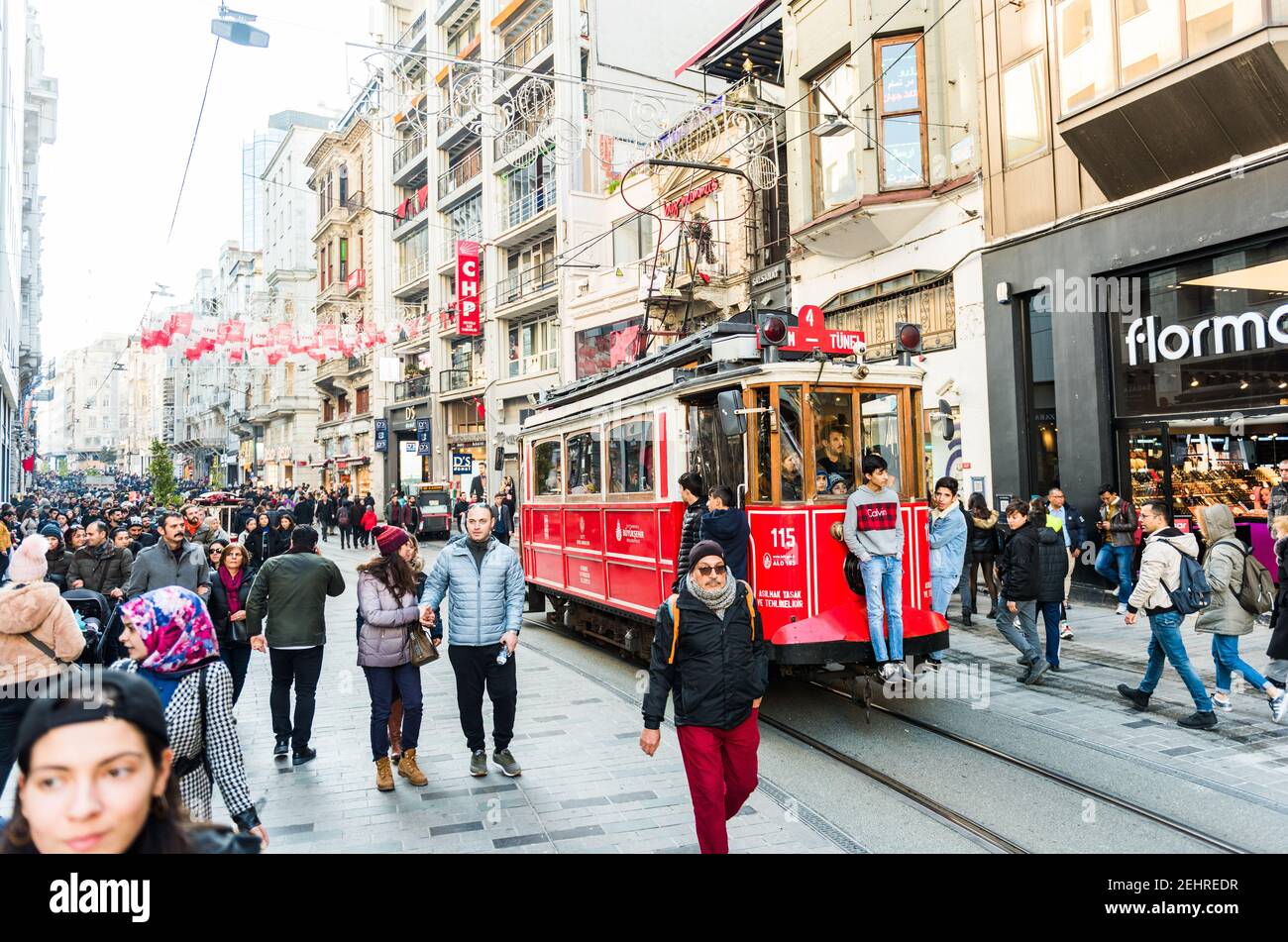ISTANBUL, TURKEY - JANUARY 25, 2020: Nostalgic Red Tram of Istanbul ...