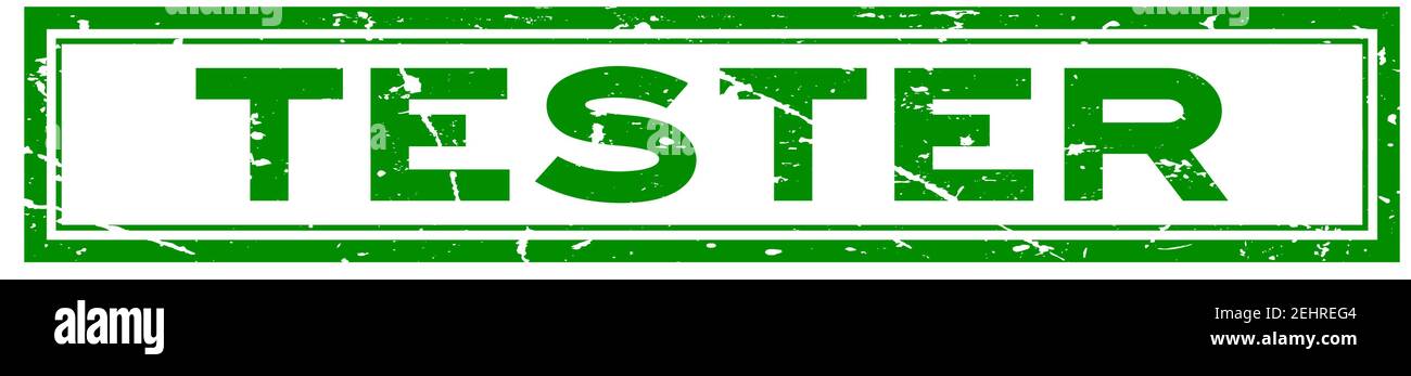 Grugne green tester word square rubber seal stamp on white background ...