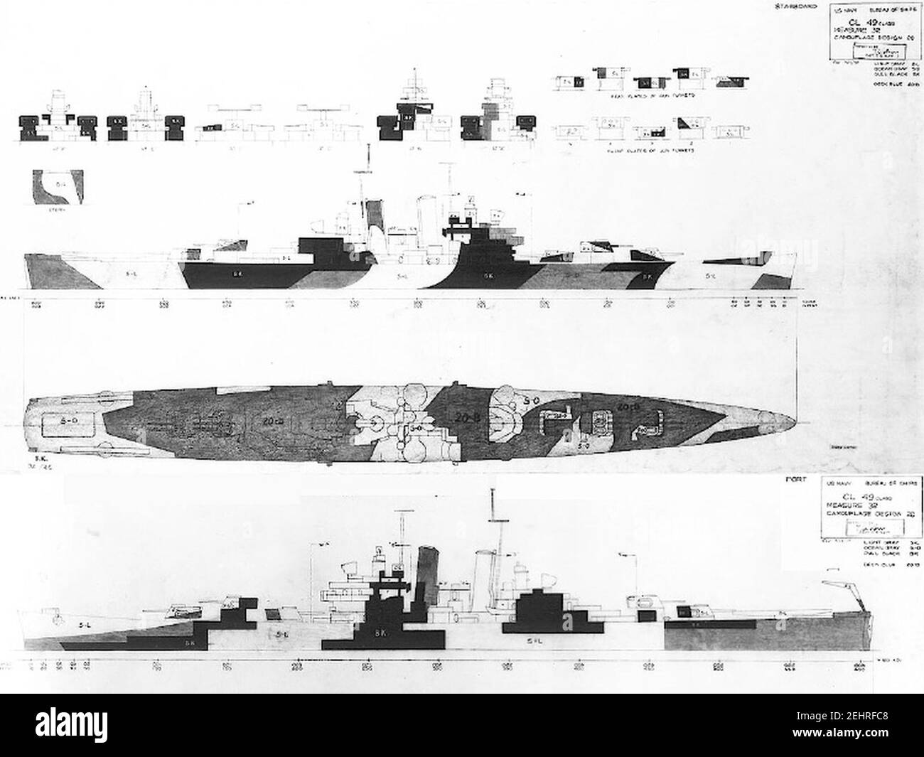 Pattern sheet, MS-32 2C for Cleveland class cruisers Stock Photo - Alamy