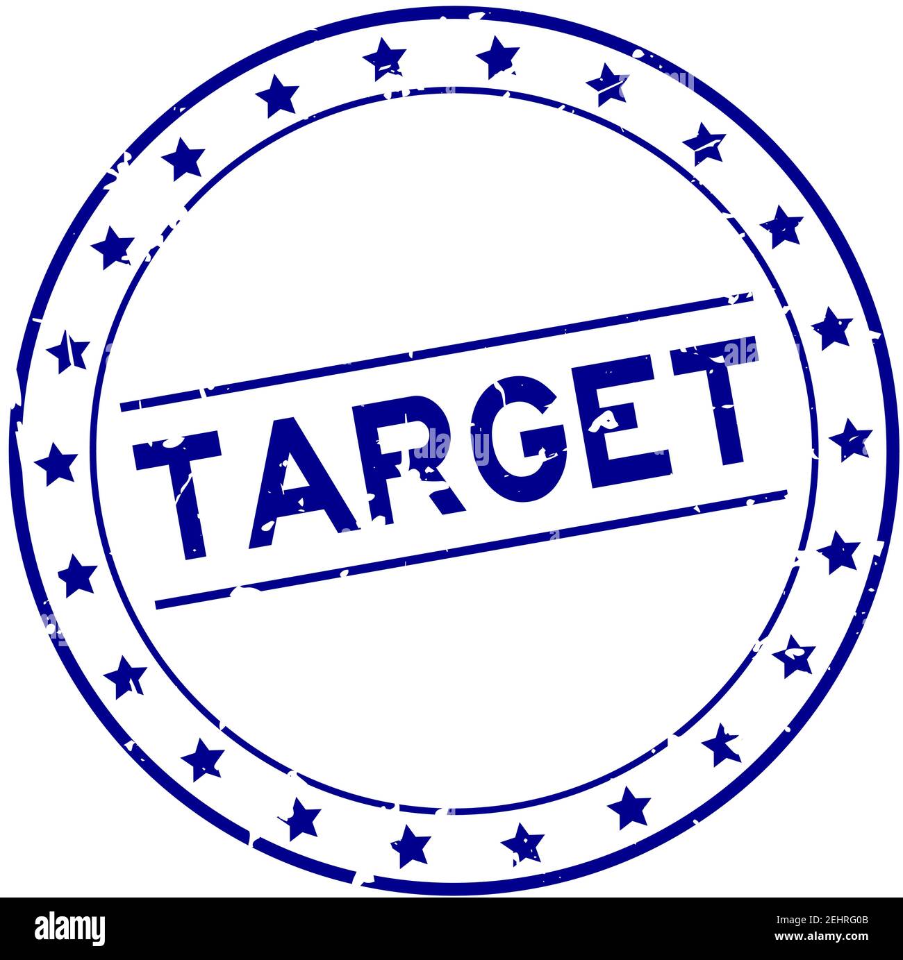 Grunge blue target word round rubber seal stamp on white background ...