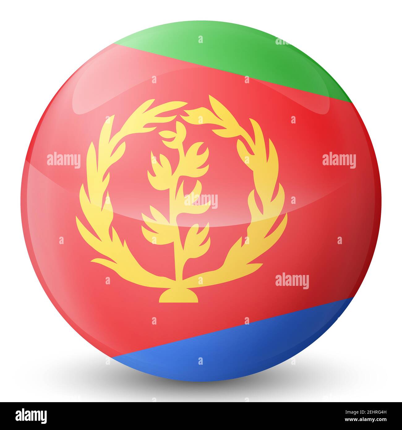 Glass light ball with flag of Eritrea. Round sphere, template icon. Eritrean national symbol ...