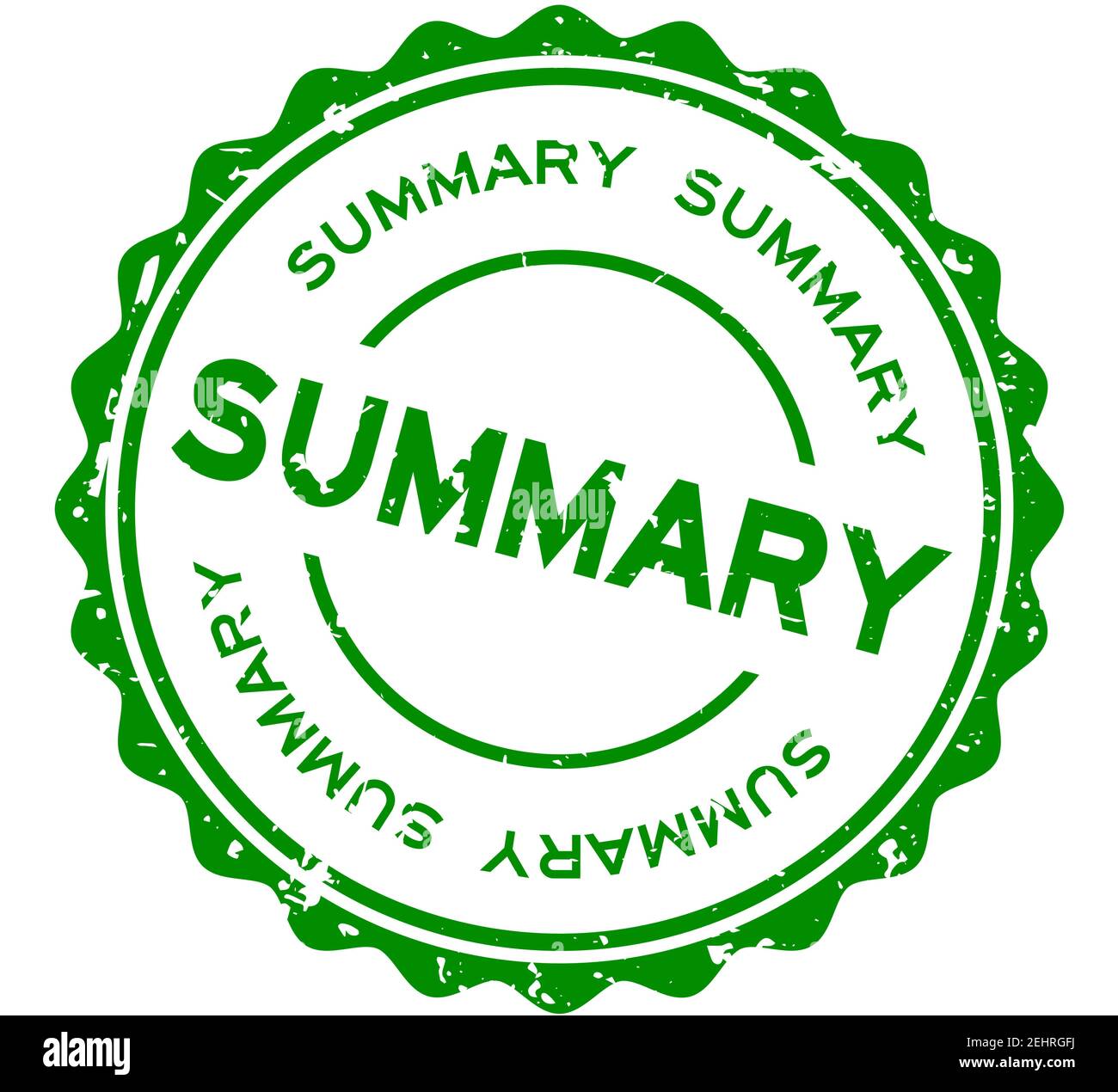 Grunge green summary word round rubber seal stamp on white background ...