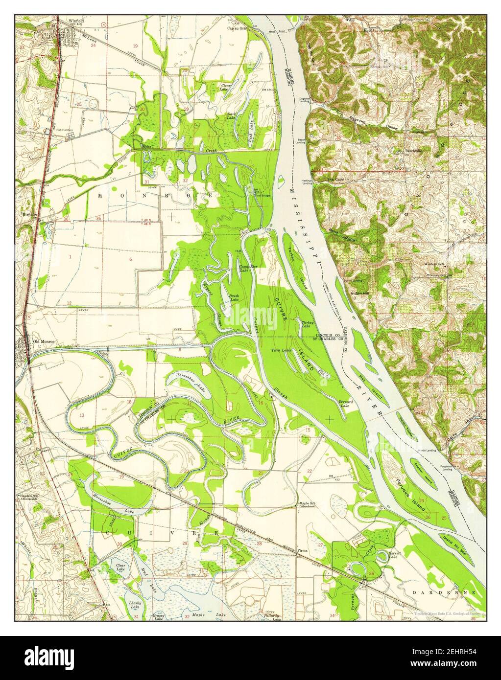 Winfield, Missouri, map 1954, 1:24000, United States of America by ...