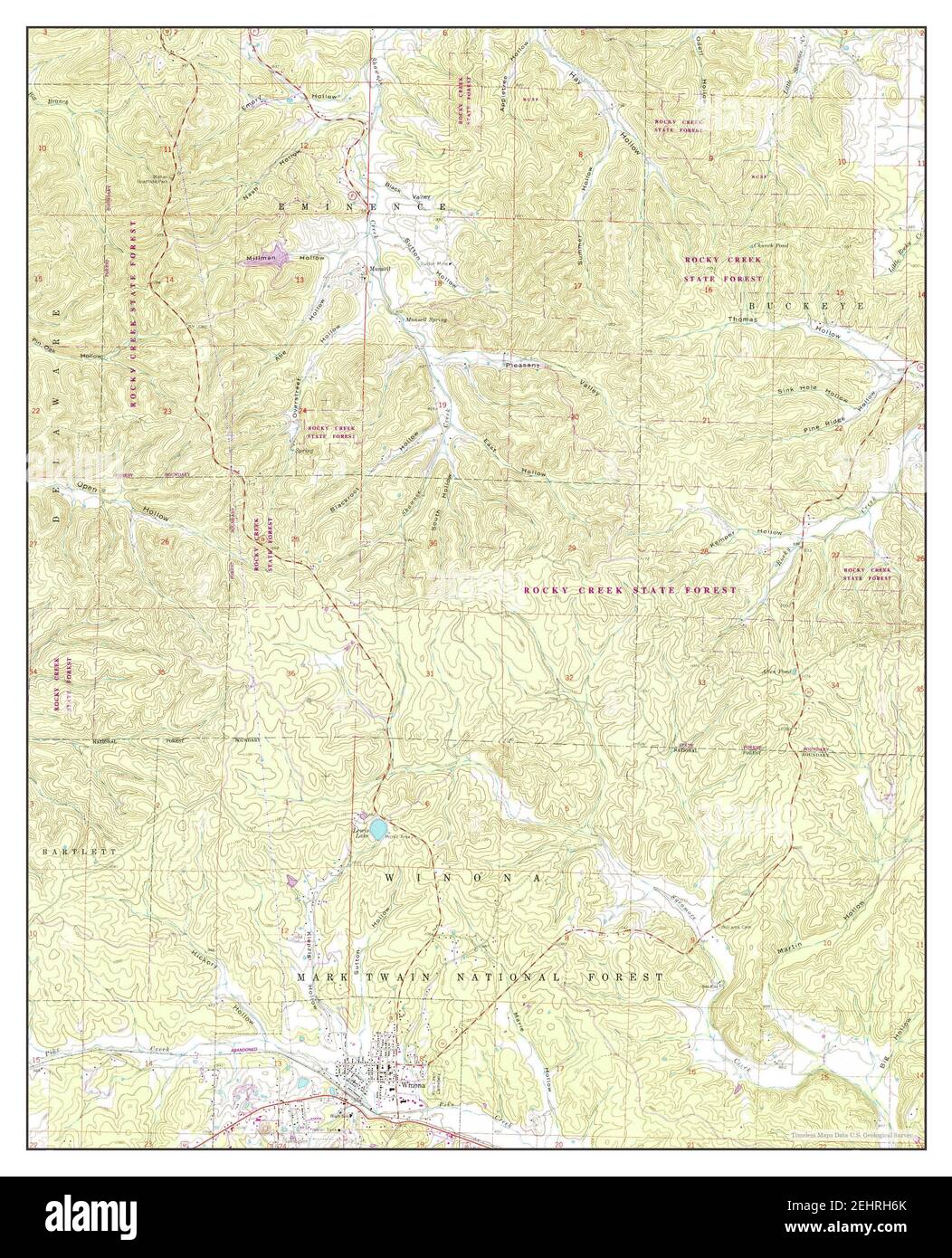 Winona, Missouri, map 1965, 1:24000, United States of America by ...