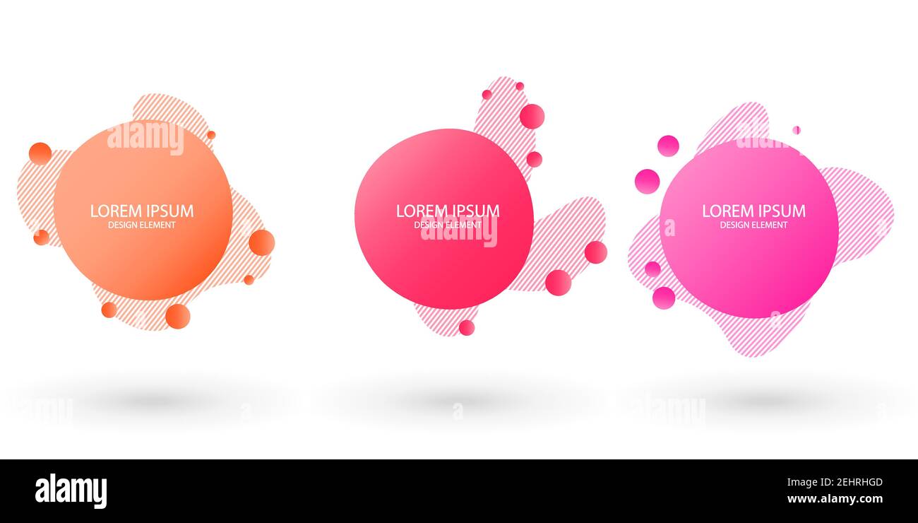 Fluid frame isolated on white background. Set of abstract liquid shapes ...