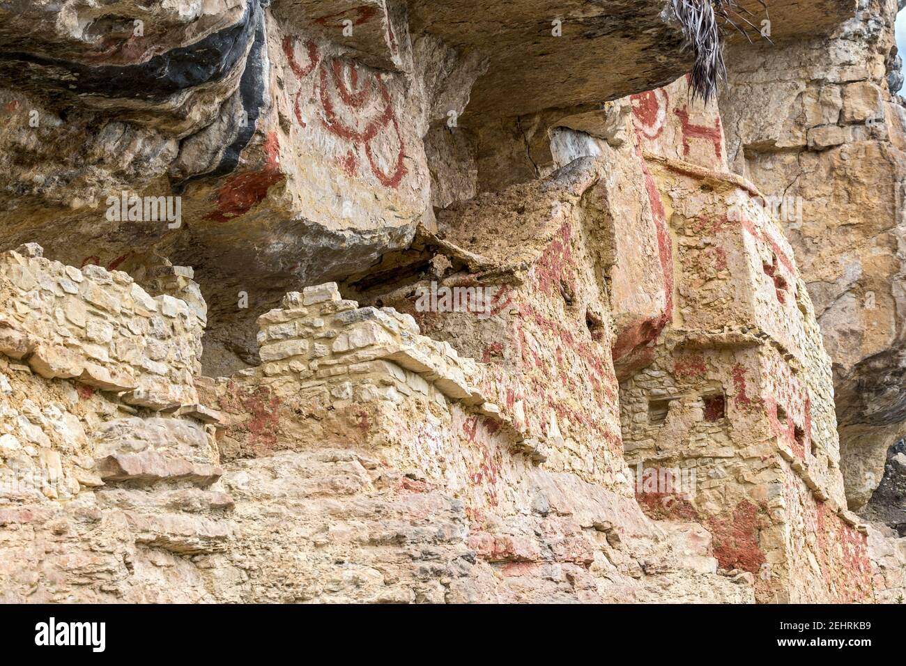 Revash tombs, near Yerbabuena, carved out of the rock, Peru Stock Photo ...