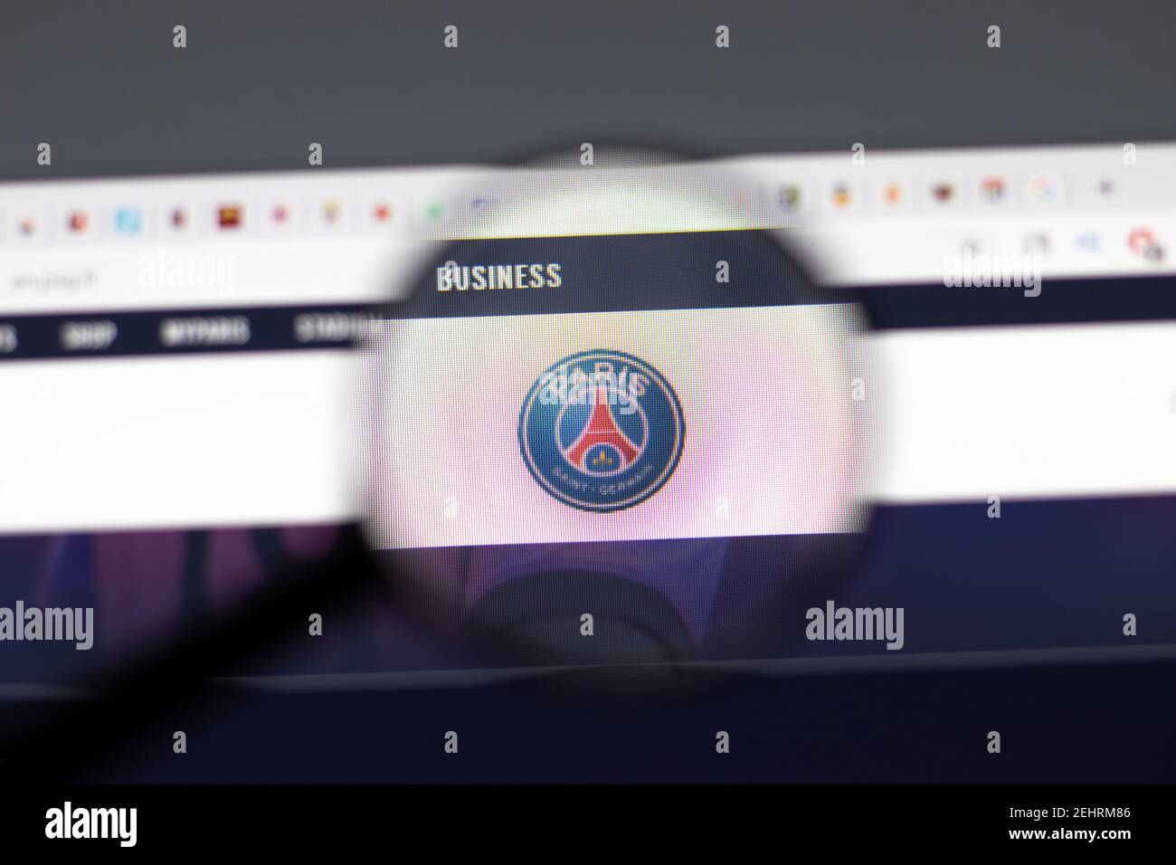 New York, USA - 15 February 2021: PSG Paris Saint Germain website in ...