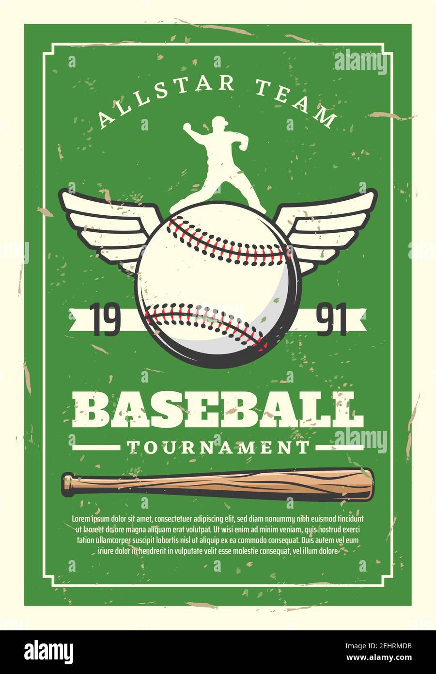 Baseball team tournament. Vector baseball game player with bat and ball ...
