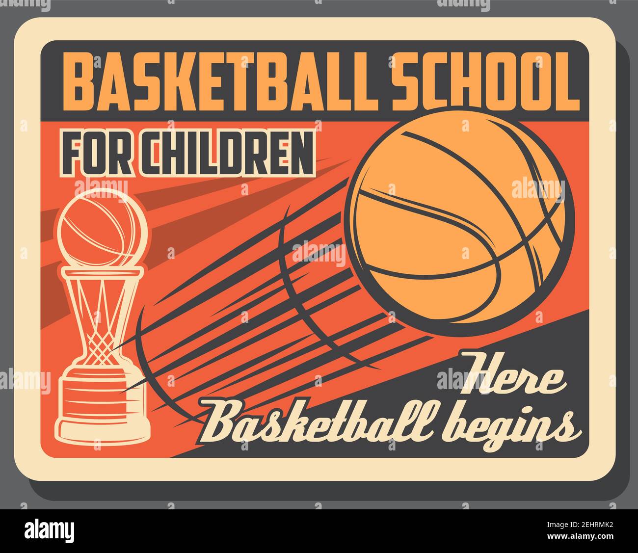Basketball school retro vintage poster, team training. Vector ...