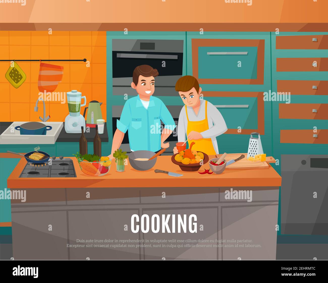 Man taking part in cooking talk show cartoon vector illustration Stock ...