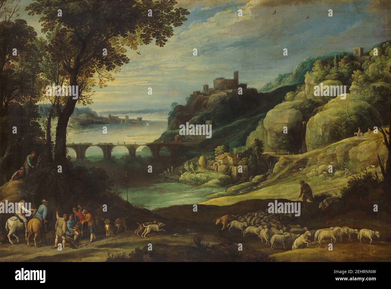 Paul Bril - Landschaft mit Brücke Stock Photo - Alamy