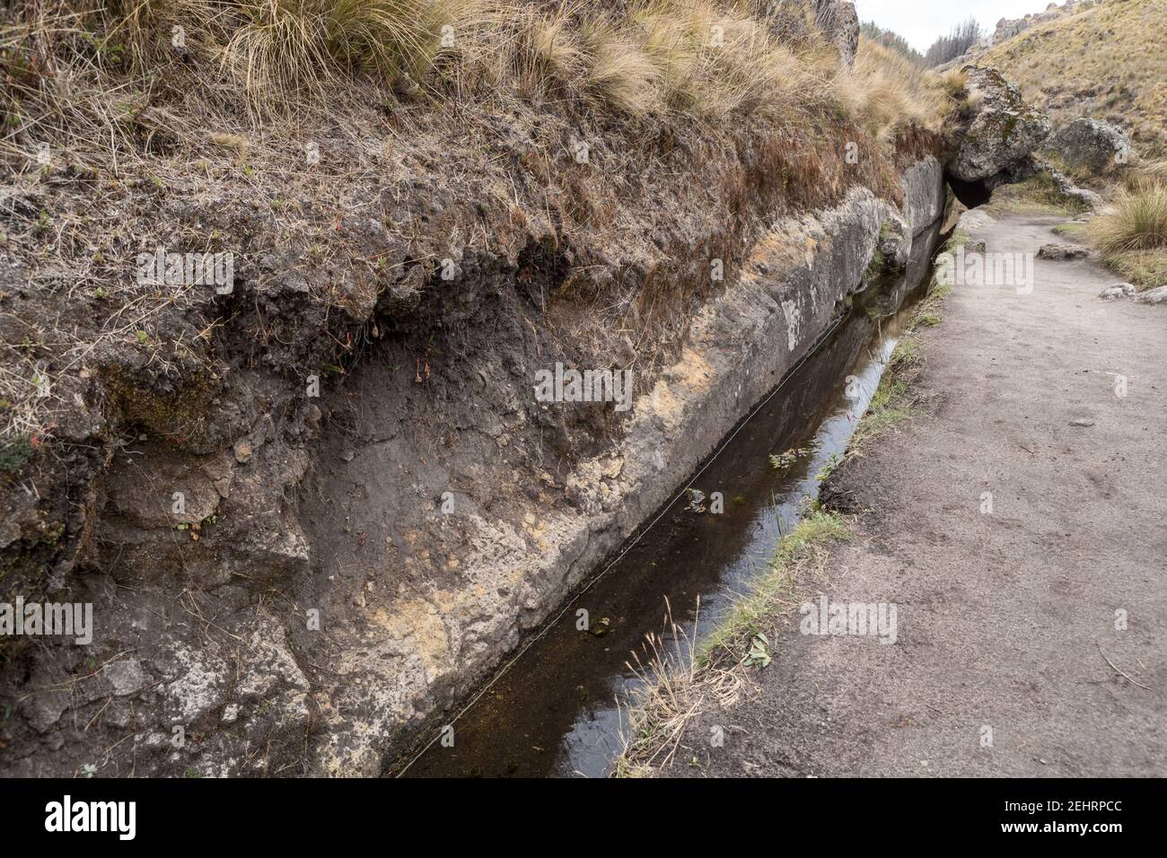 Handcut canal, Cumbe Mayo, or "Narrow River" in Cajamarca Quechua ...