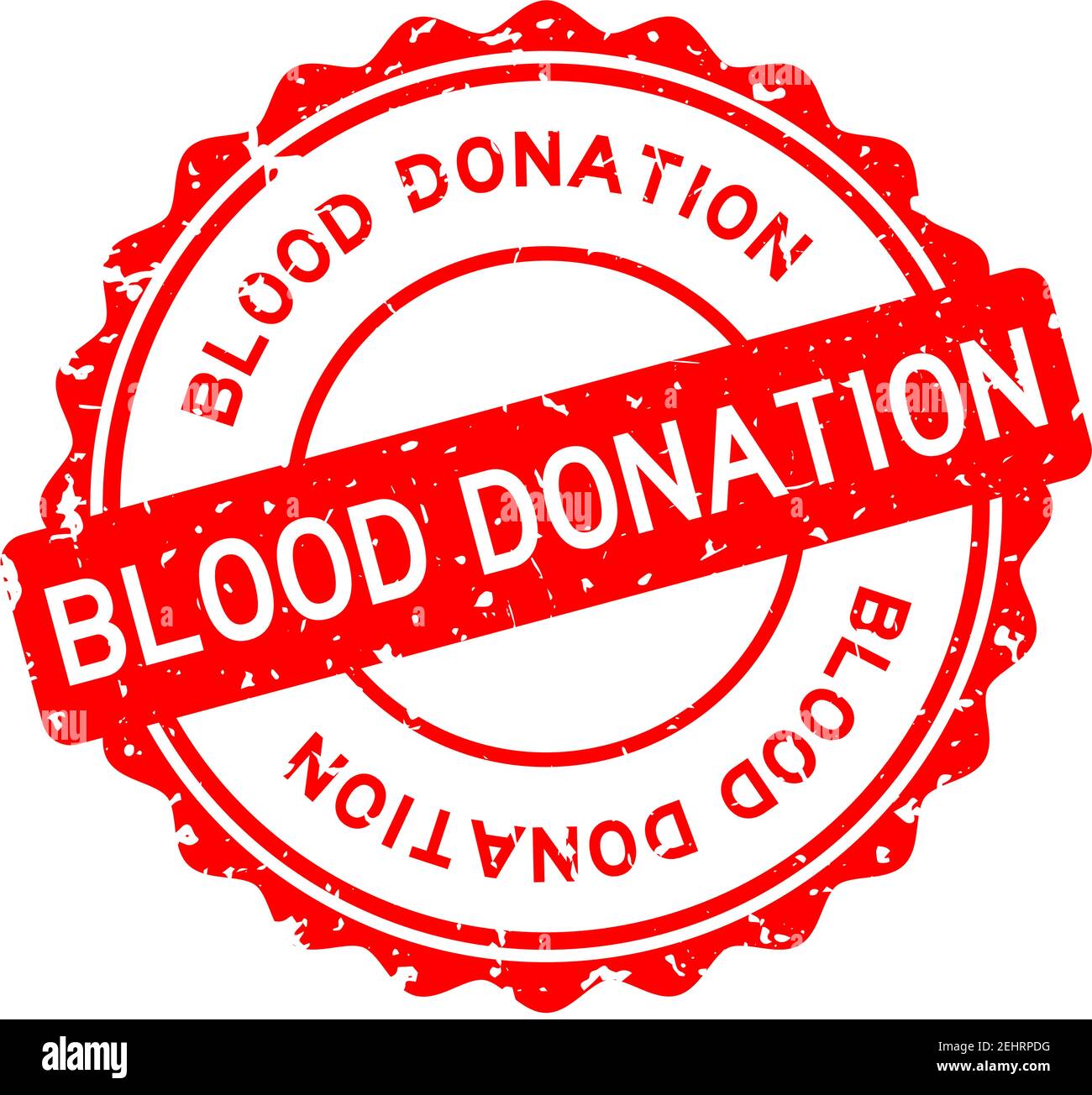 Grunge red blood donation word round rubber seal stamp on white ...