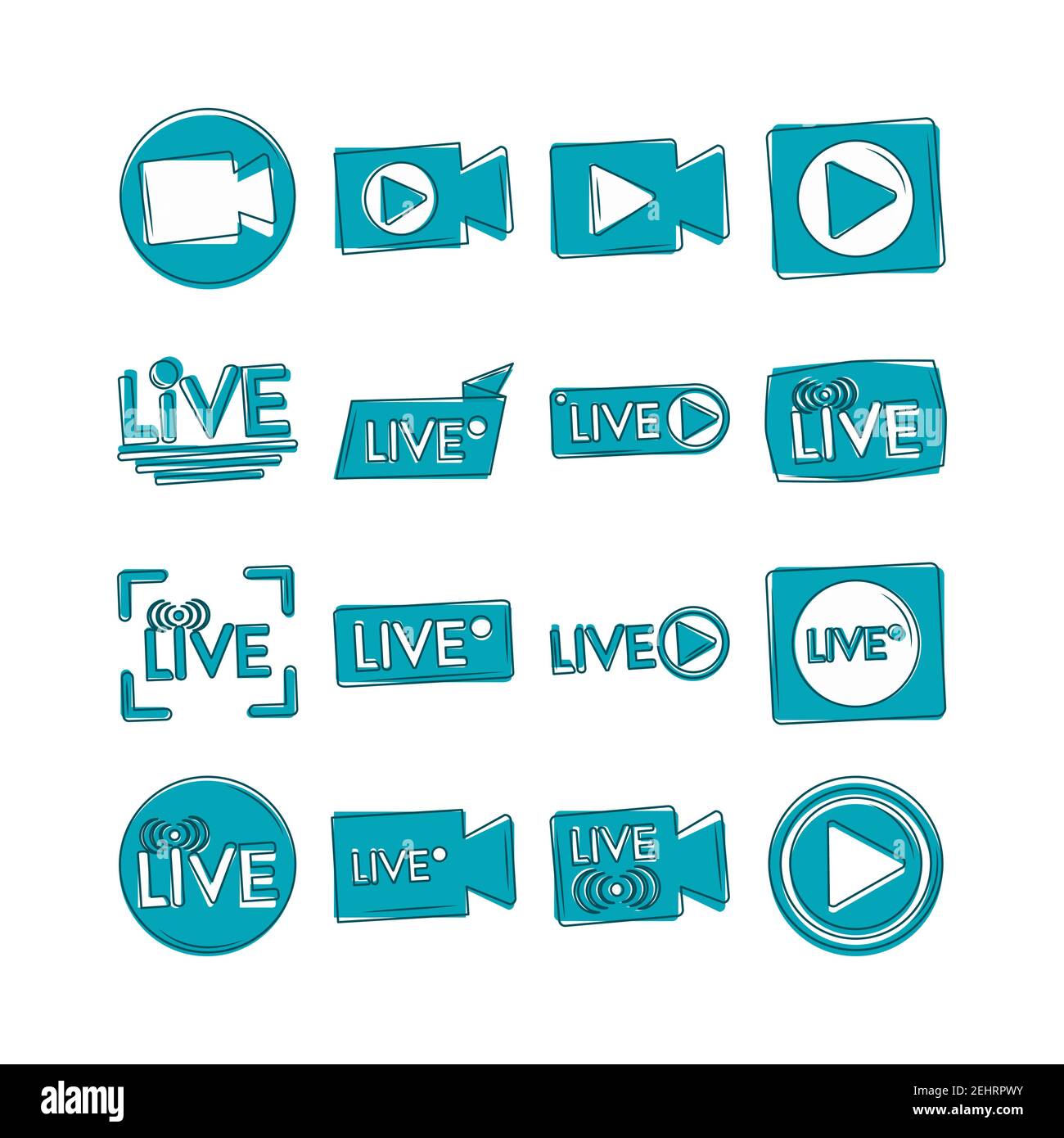 live streaming broadcasting online player camcorder icons vector ...
