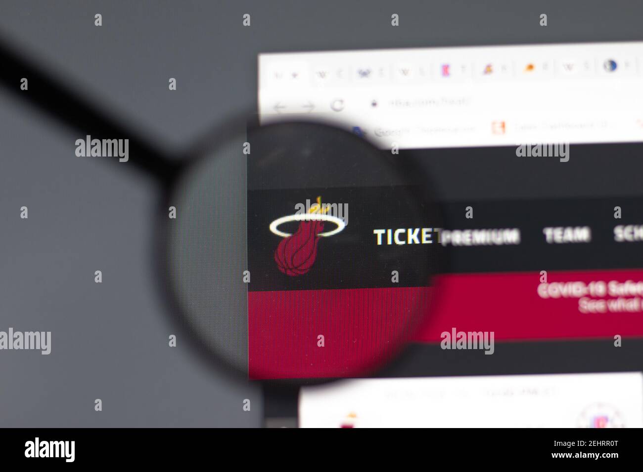 New York, USA - 15 February 2021: Miami Heat website in browser with ...
