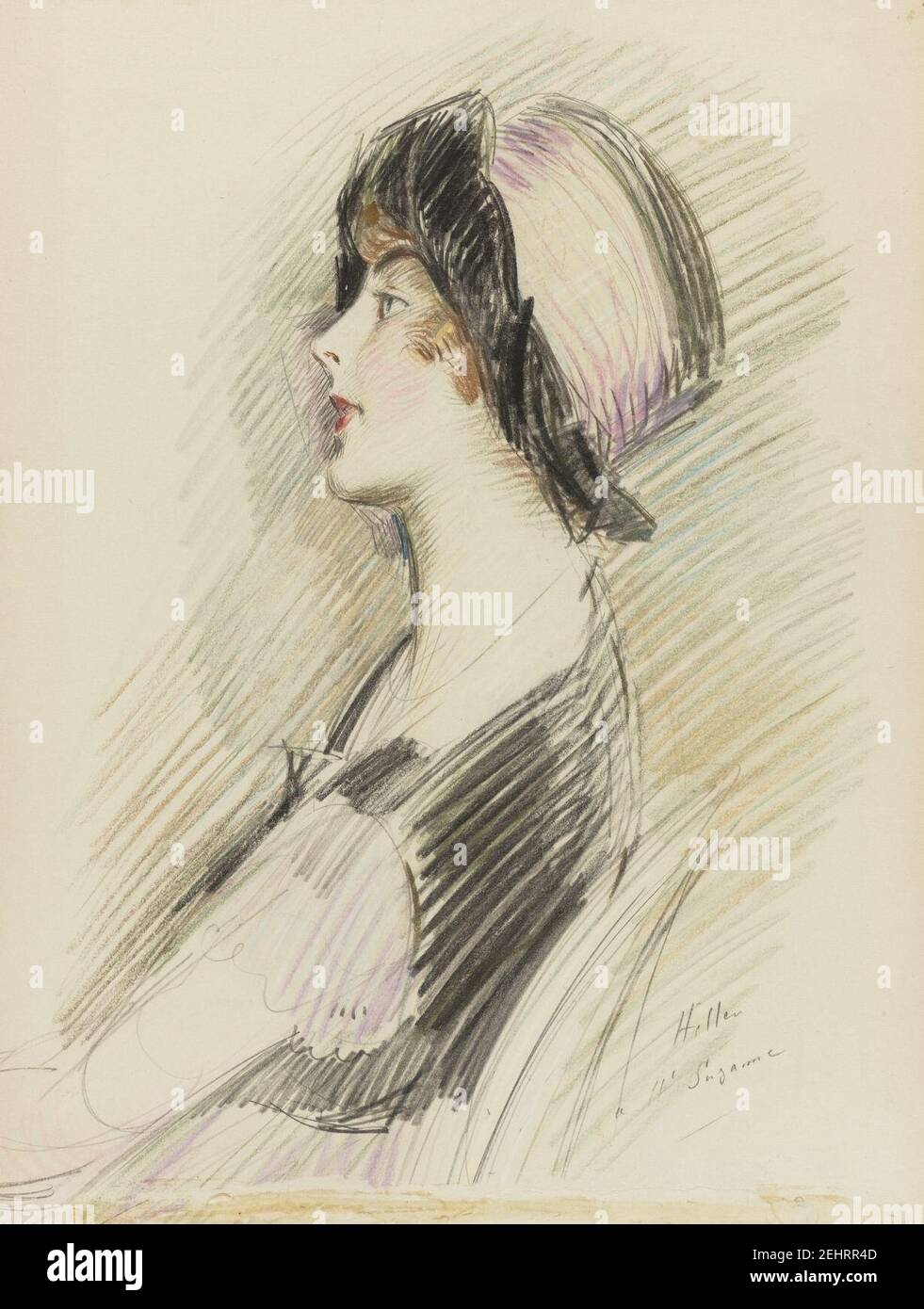 Paul César Helleu (1859–1927) Profile of a young lady Stock Photo - Alamy