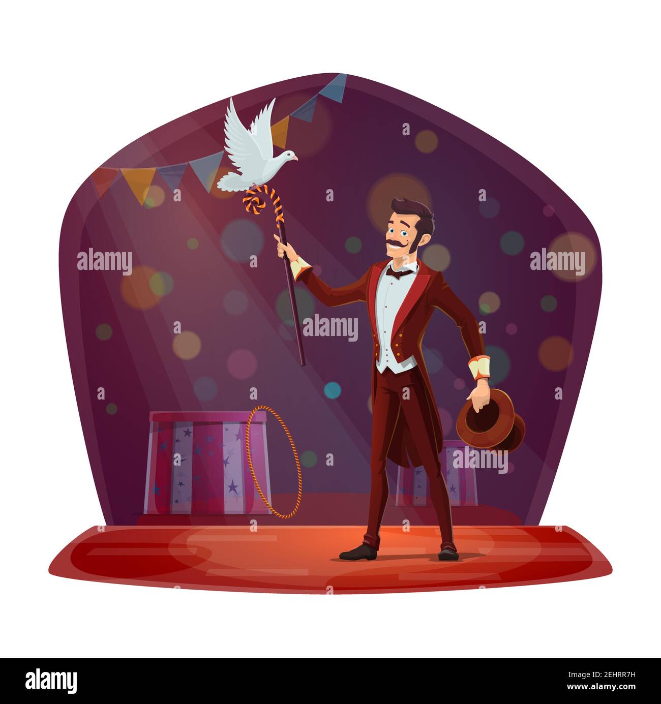 Magician perform on stage Stock Vector Images - Alamy
