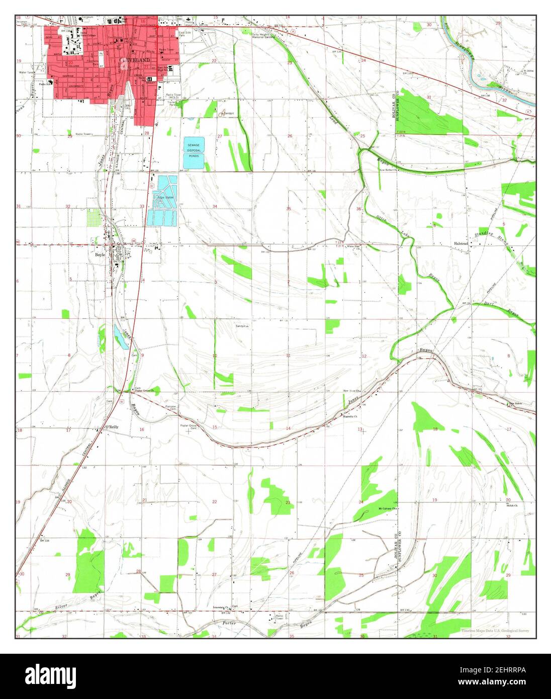 Map of cleveland mississippi hi-res stock photography and images - Alamy