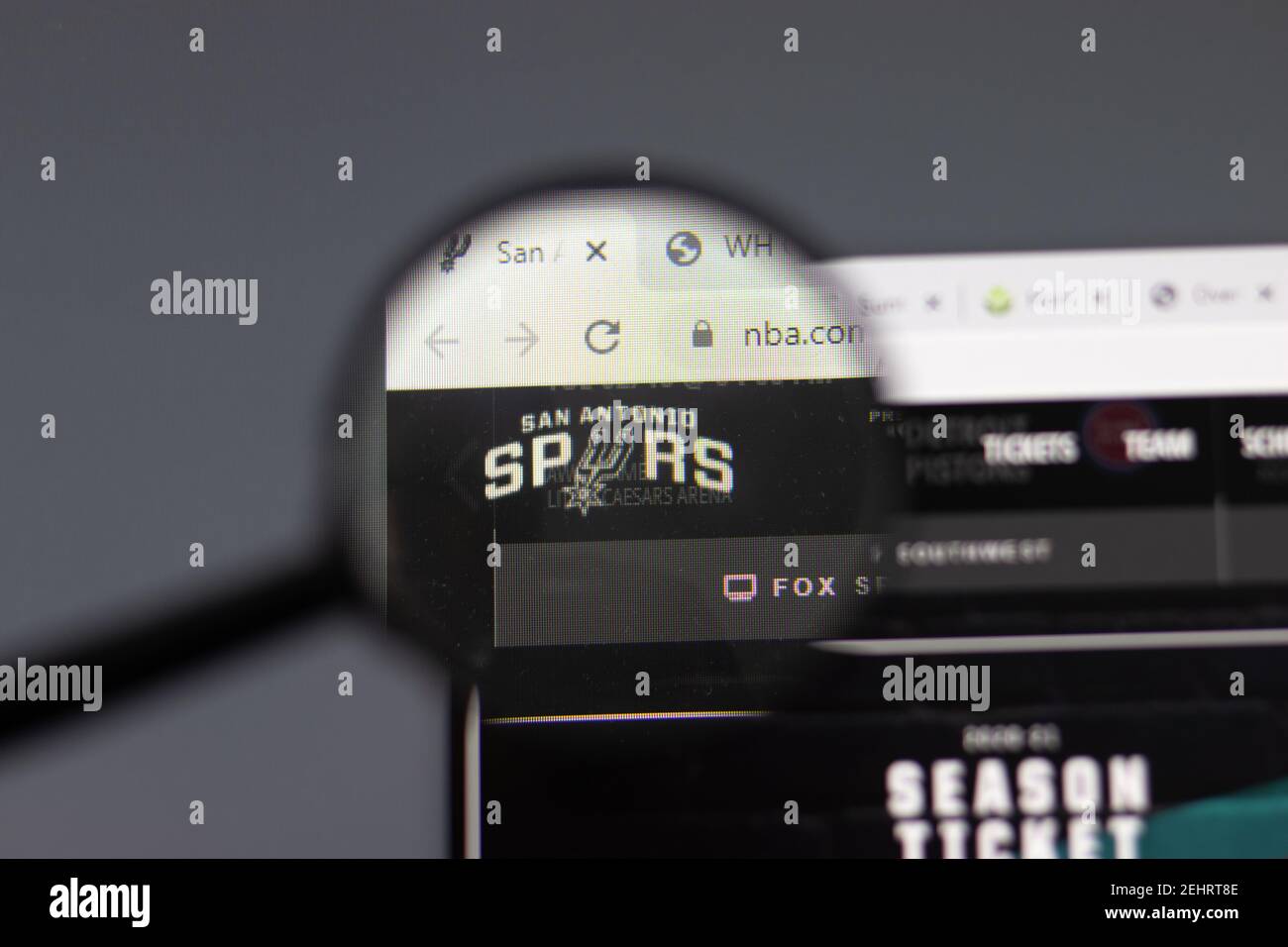New York, USA - 15 February 2021: San Antonio Spurs website in browser ...