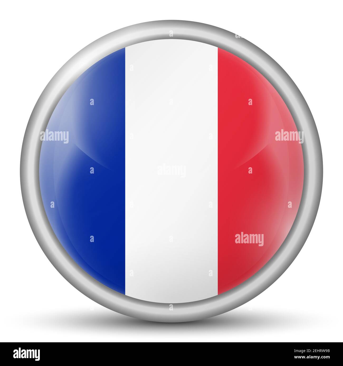 Glass light ball with flag of France. Round sphere, template icon ...